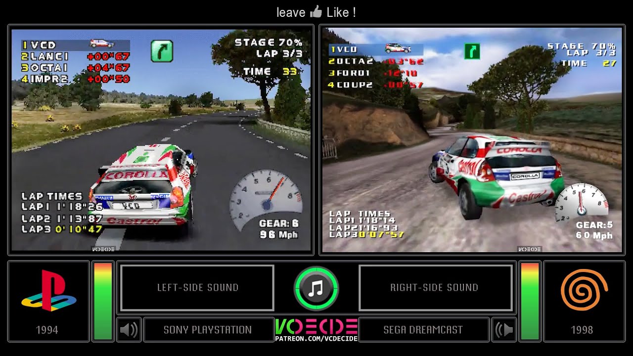 V-Rally 2 (PlayStation vs Dreamcast) Side by Side Comparison - YouTube