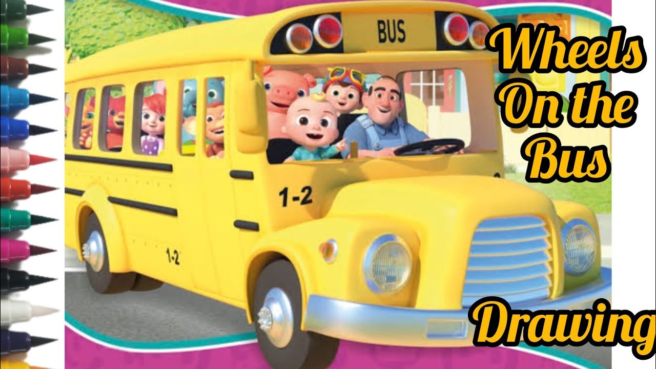 Drawing, Painting, Colouring Bus for kids, Toddlers | Wheels on the Bus ...