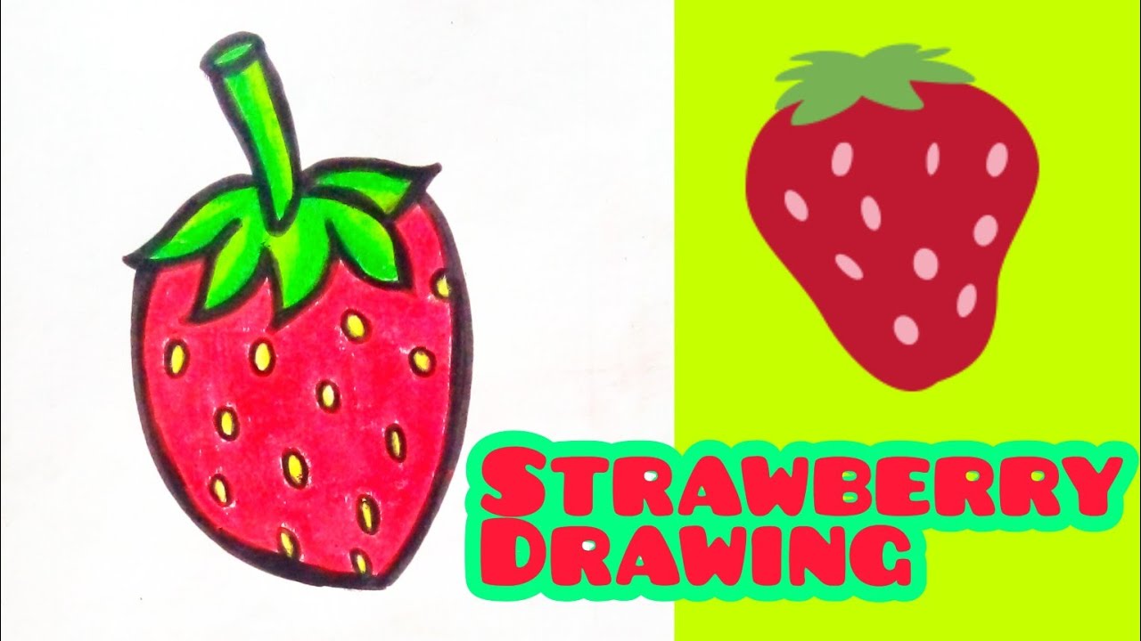 How To Draw A Strawberry 🍓|| Easy Strawberry Drawing For Kids Steps By ...