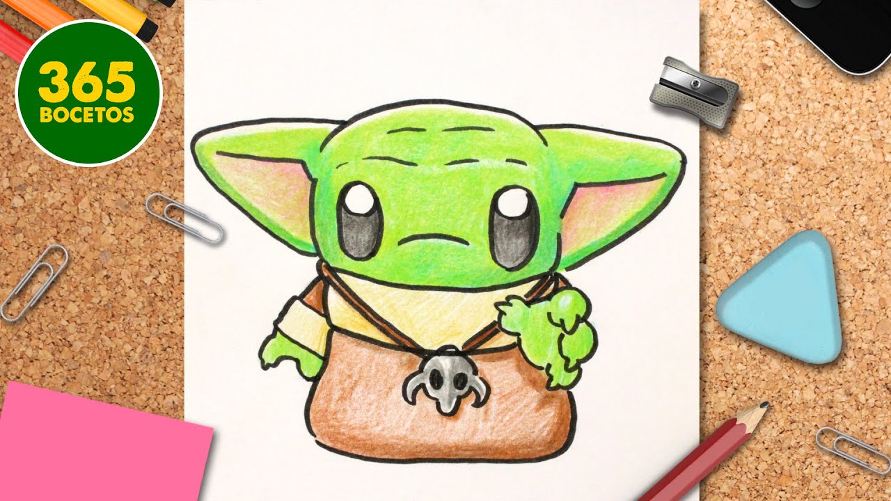 COMO DIBUJAR A BABY YODA KAWAII 💚 Dibujos faciles kawaii 💚 Aprende a ...