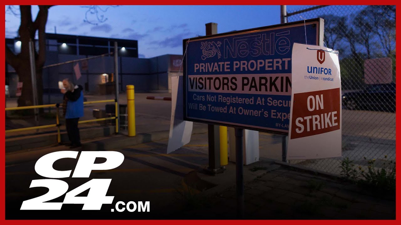 Hundreds strike at Nestle chocolate plant in Toronto, Unifor says - YouTube
