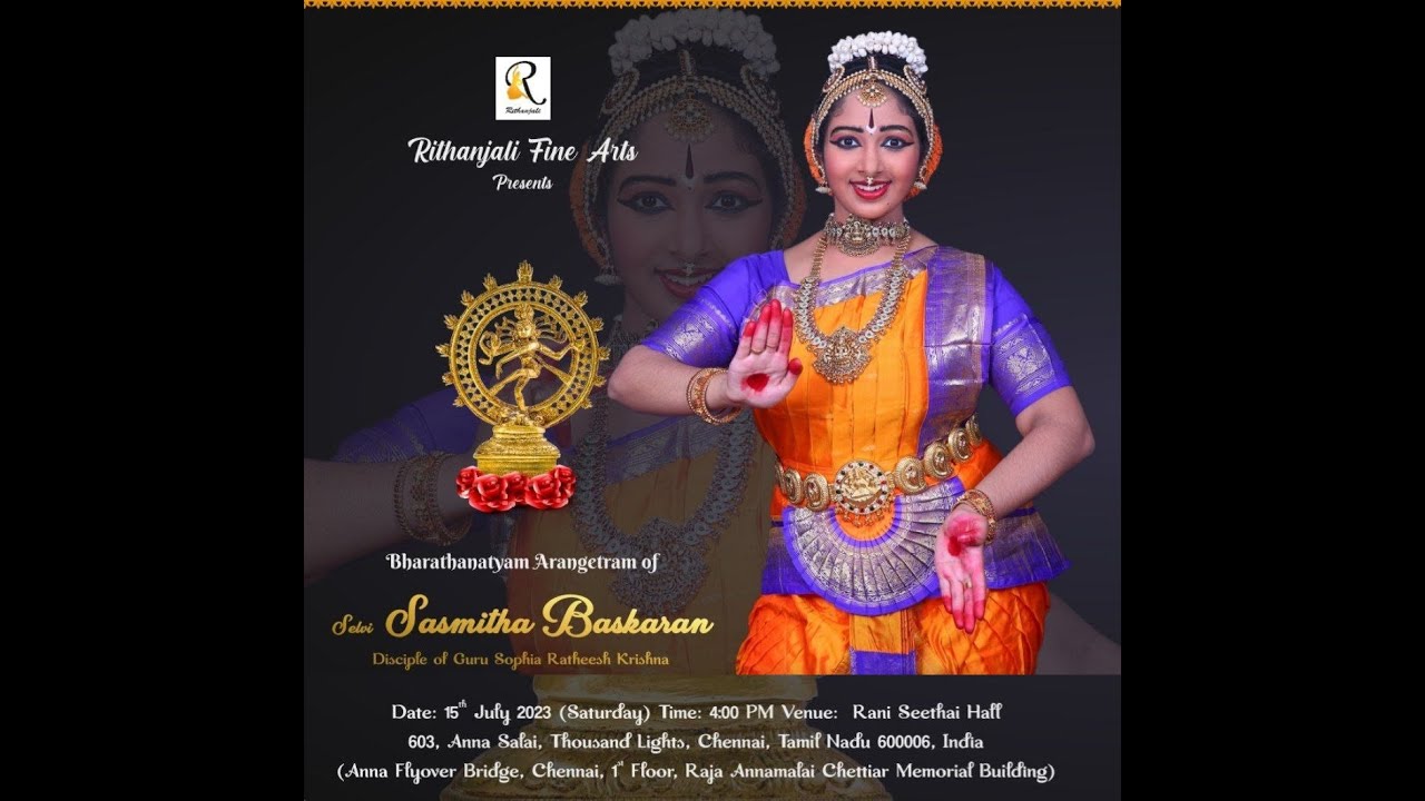 Bharathanatya Arangetram of Sasmitha Baskaran @ (15.07.2023) 4.00 PM IST - YouTube