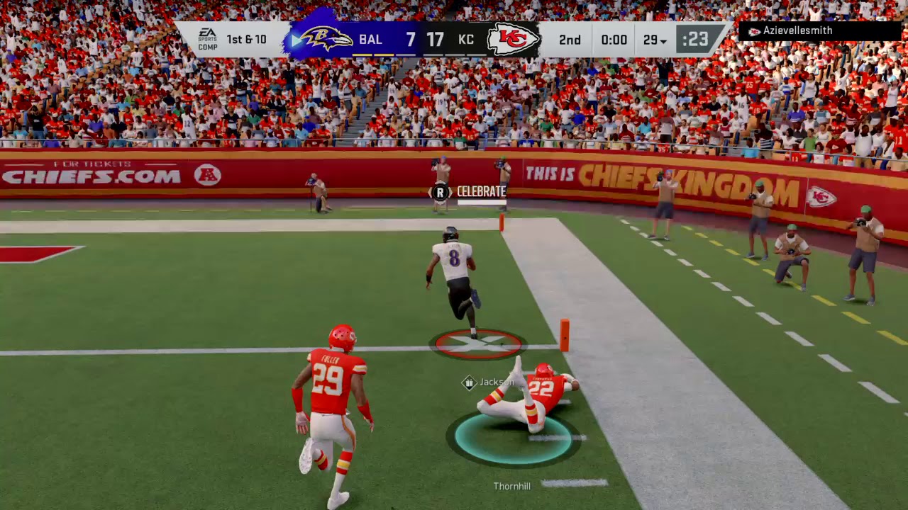 Madden 2020 Lamar jackson 70 Yard TD Run Before Halftime - YouTube