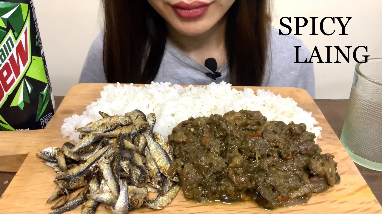 ASMR Filipino Spicy Ginataang Laing and Crispy Fried Fish Eating | NO ...