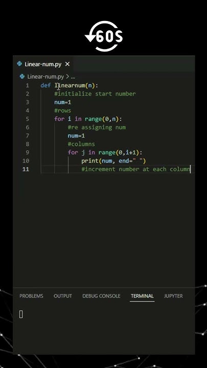 Numbered-Triangular Pattern using Python | Code in 60sec | @cstricks - YouTube