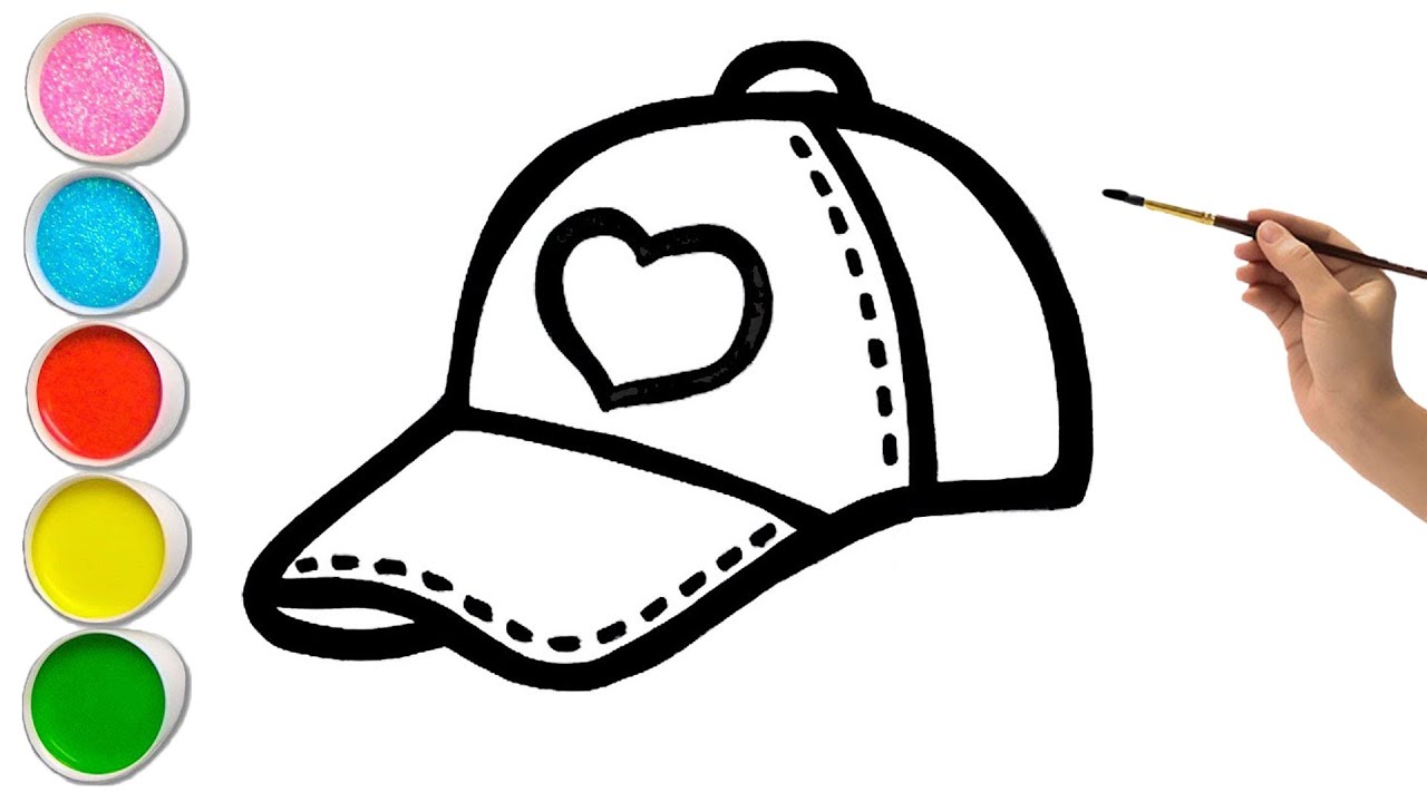 How to Draw cap drawing, Painting and Coloring for Kids & Toddlers ...