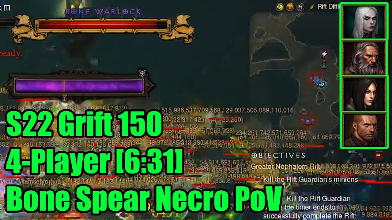 S22 Grift 150 4-Player (6:31) Bone Spear Necro PoV - YouTube