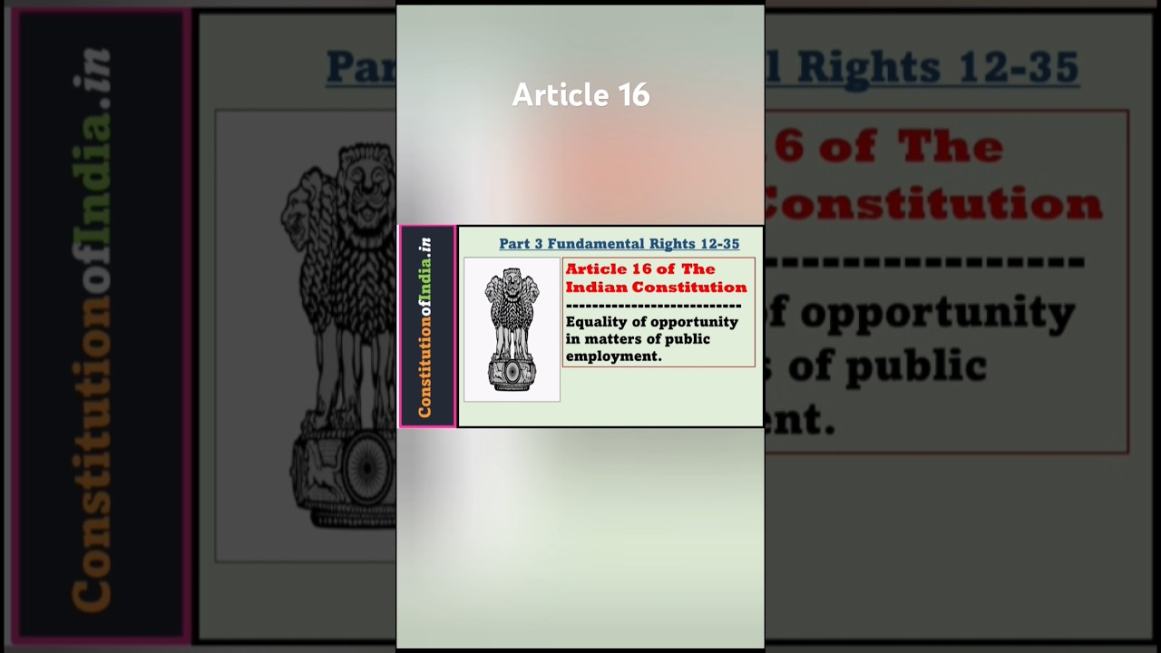 Article 16 | #ssc #education #exam #history #facts - YouTube