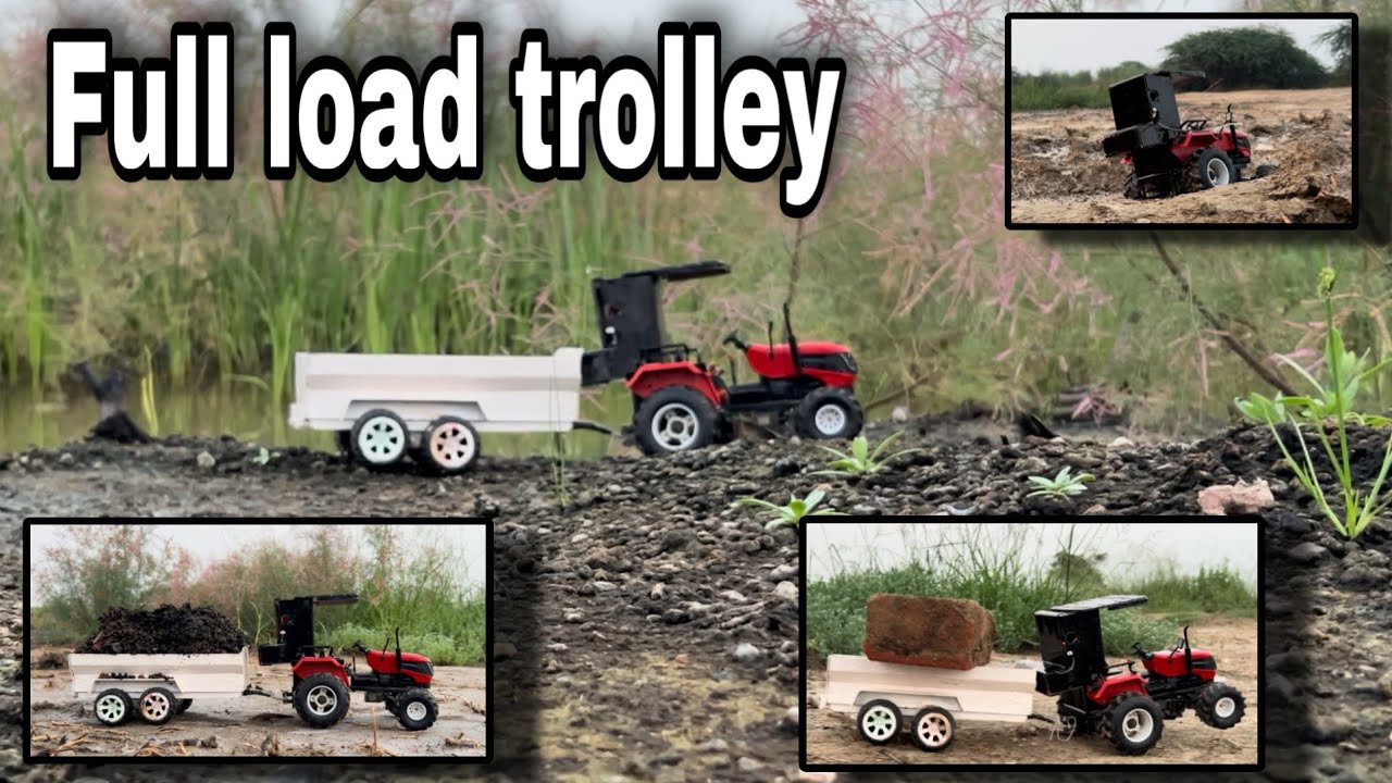 🌾Full load trolley with 🚜solis powerful trector 🔥dust load trolly rc ...