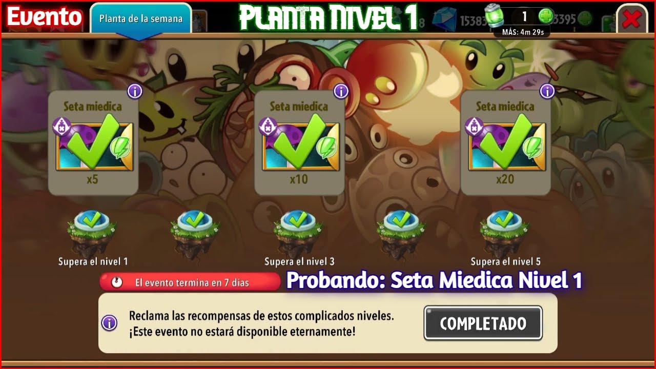 PVZ 2 [Evento - Probando Seta Miedica Nivel 1] - YouTube