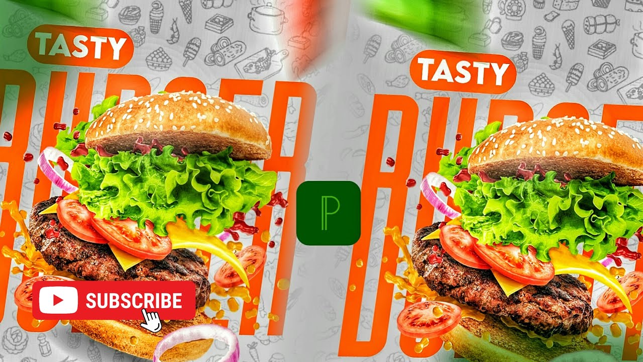 Pixellab tutorial || How to Create an Eye catching burger flyer design ...