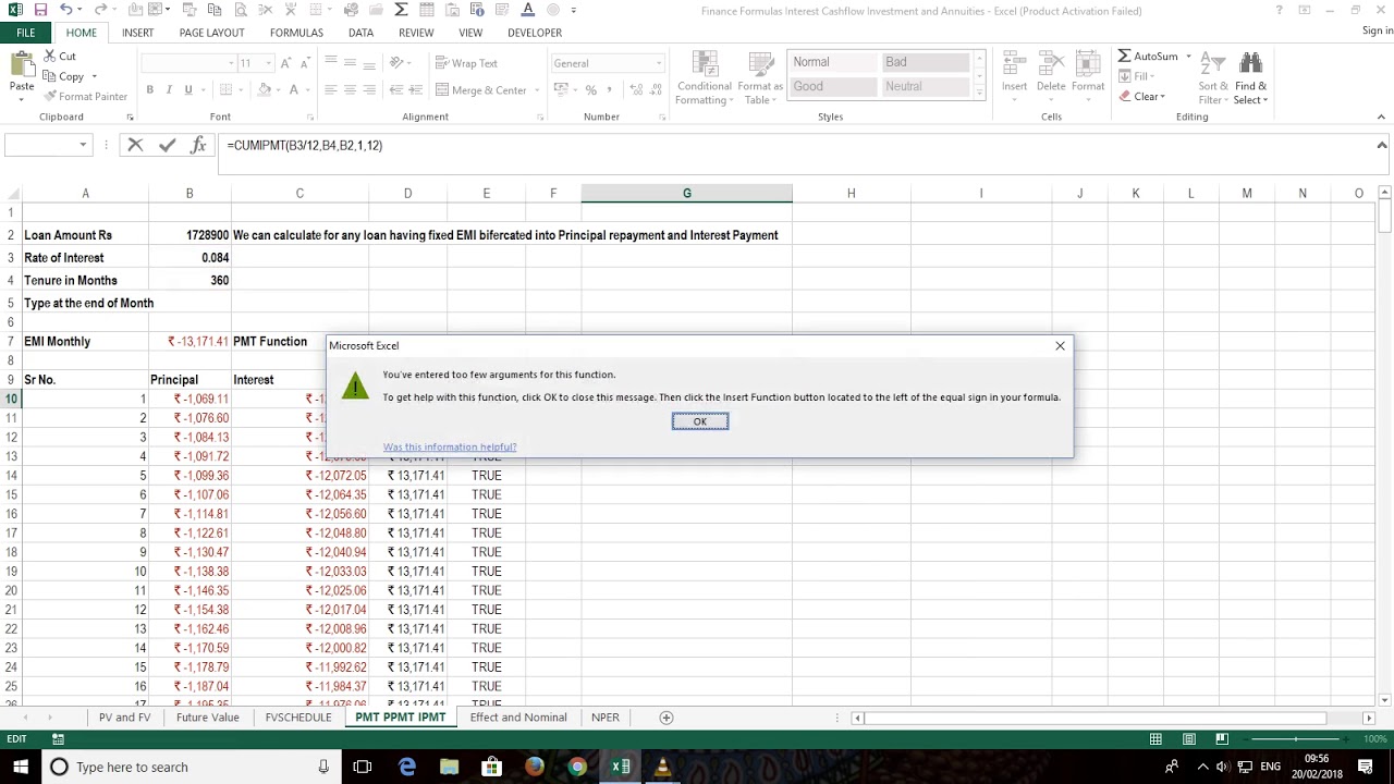 E xcel Finance Formula PV FV NPER PMT IMPT PPMT FVSCHEDULE - YouTube