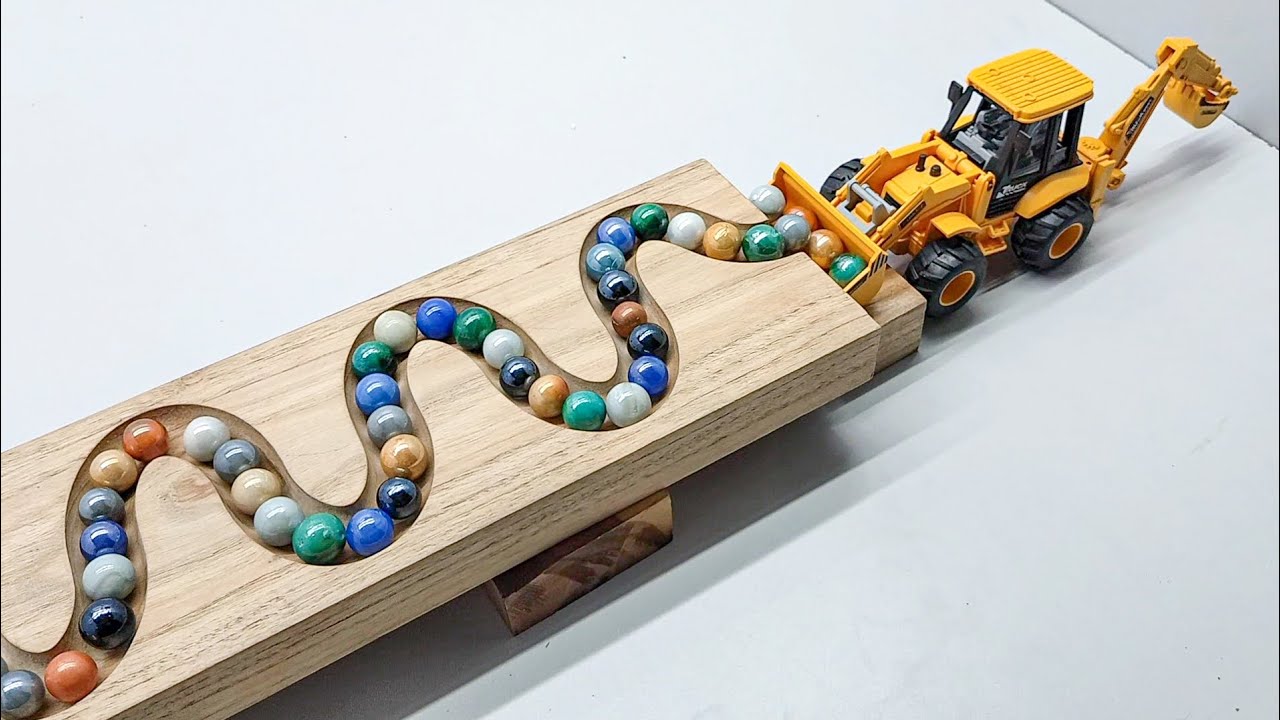 Marble Run Race | Marbles Load In JCB | Snake Type Wooden Marble Run ...
