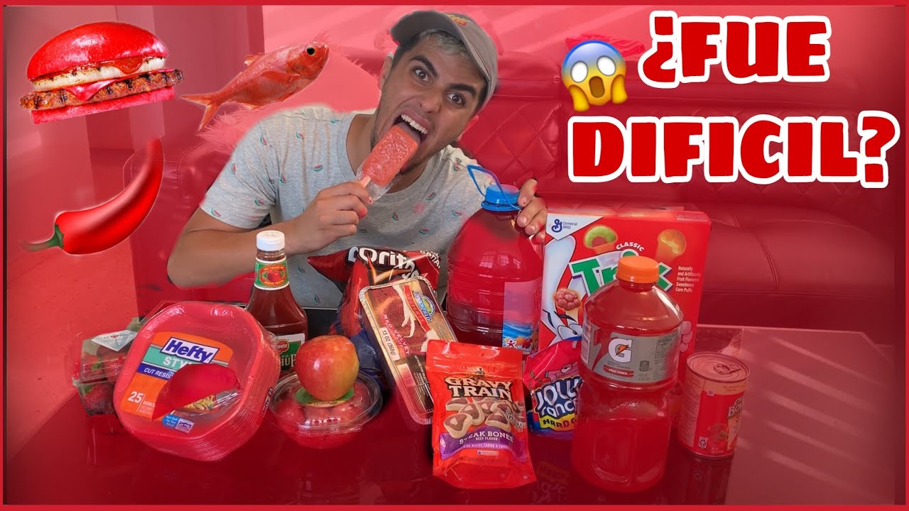 24 HORAS COMIENDO SOLO COMIDA ROJA 😰 *EL MEJOR RETO* - YouTube
