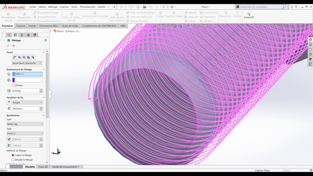 Filetage SolidWorks - YouTube