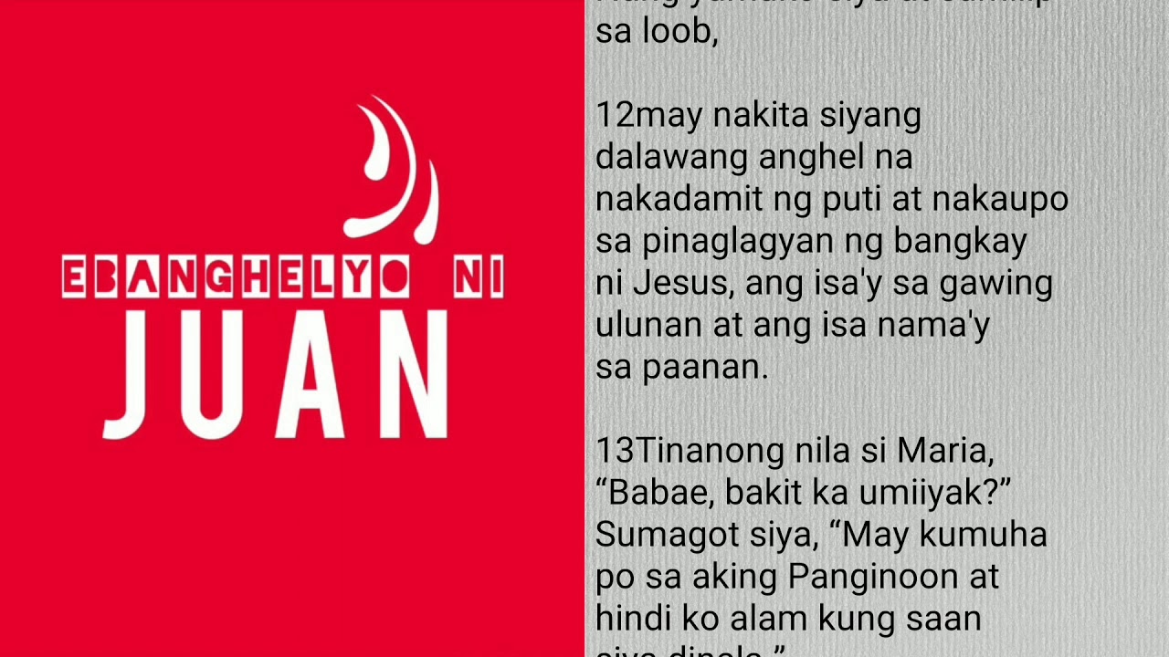 Juan 20 Tagalog Audio Bible YouTube