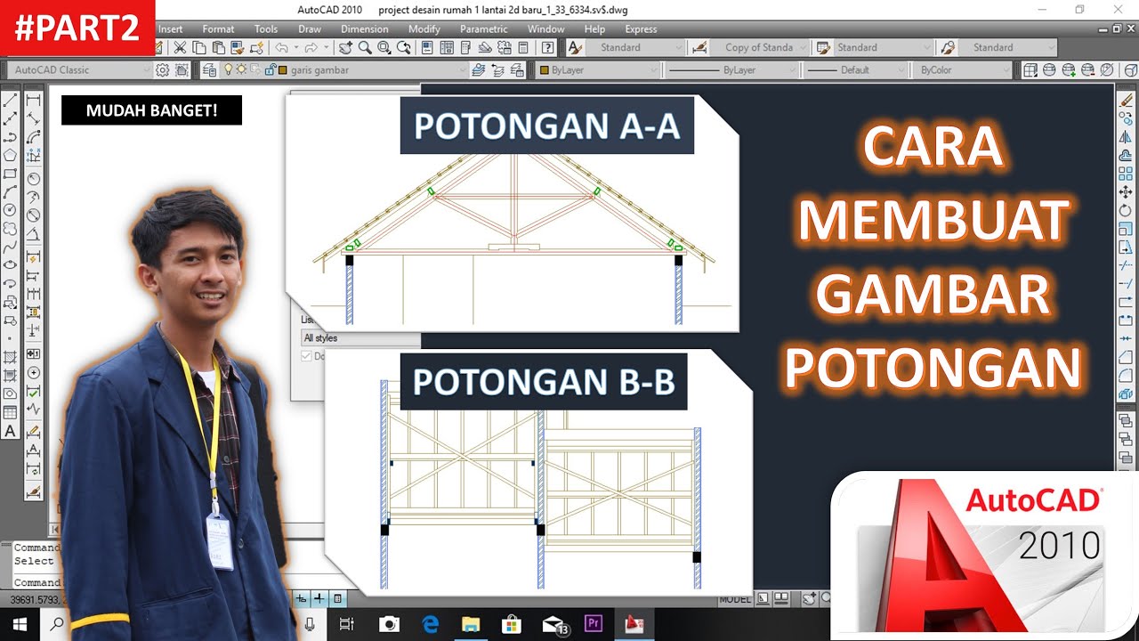 CARA MENGGAMBAR POTONGAN DENAH DENGAN AUTOCAD ! - Belajar Autocad 2010 ...
