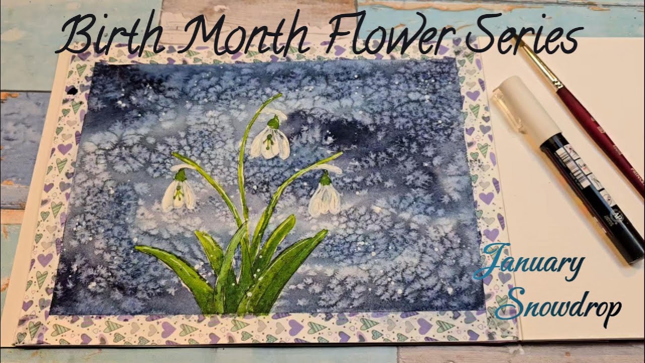 Step-by-step Snowdrop drawing and watercolor painting - YouTube