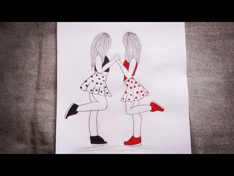 how to draw two friends drawing ll pencil sketch ll easy drawing for ...