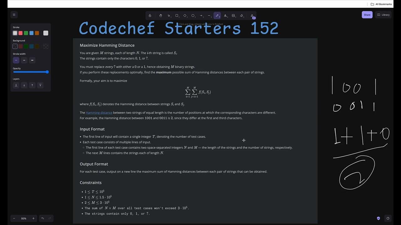 Maximize Hamming Distance | MAXHAMDIST | Codechef STARTERS 152 | Full Solution with code - YouTube