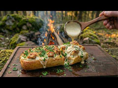 The Epic Chicken ALFREDO Sandwich / Cooking in Rain