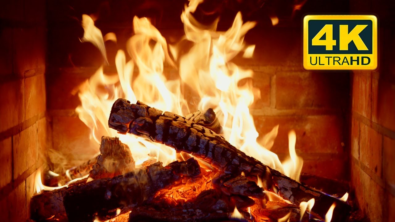 🔥 Crackling Fireplace 4K (12 HOURS). Fire Background with Burning Logs ...