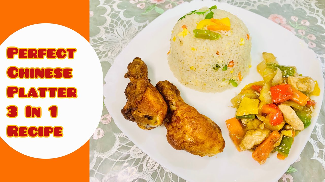 Chinese platter( 3 in 1) |Fried rice | Chicken Fry | Chinese vegetables ...