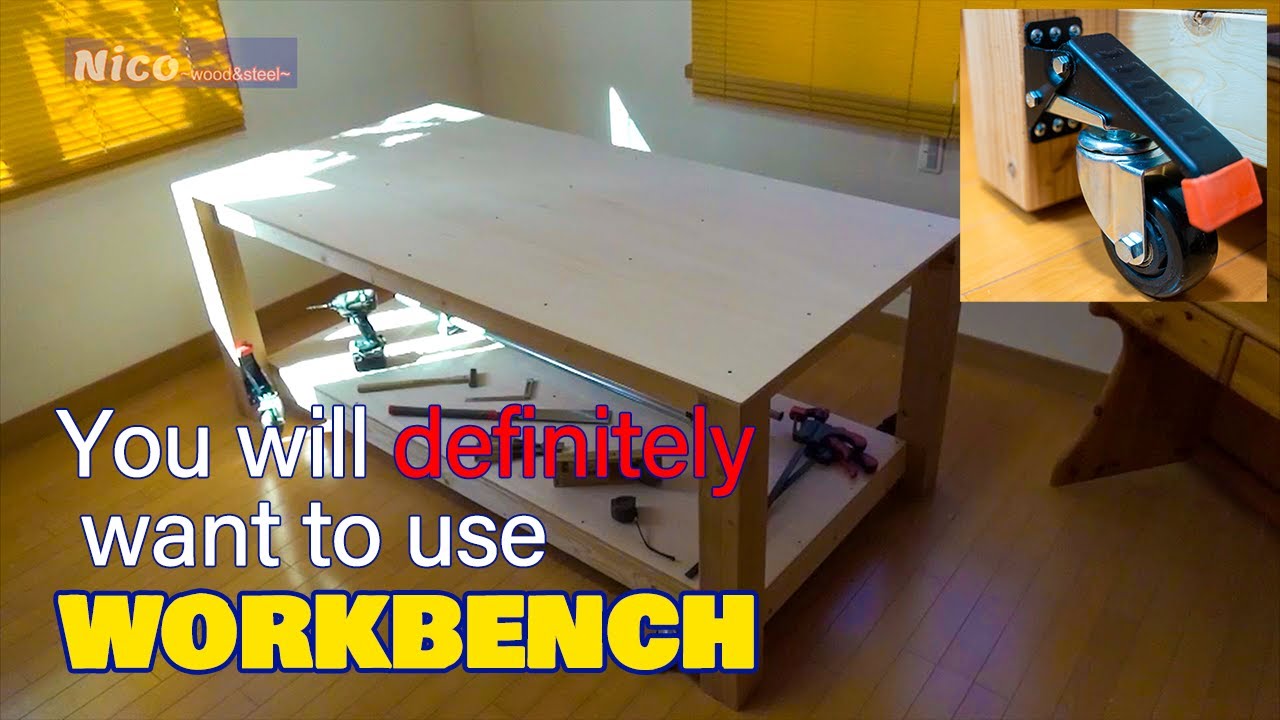 Super cool simple workbench with casters - YouTube