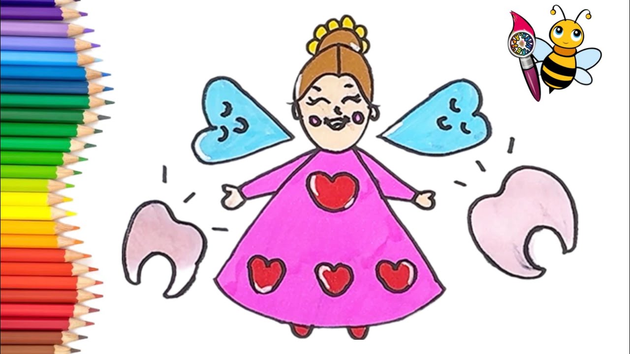 How to Draw and Colour Tooth Fairy | Easy Fairy Drawing for Kids - YouTube