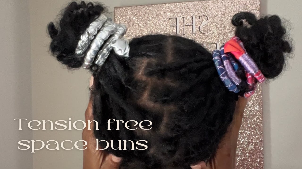 Starter loc style | space buns | no tension loc style - YouTube