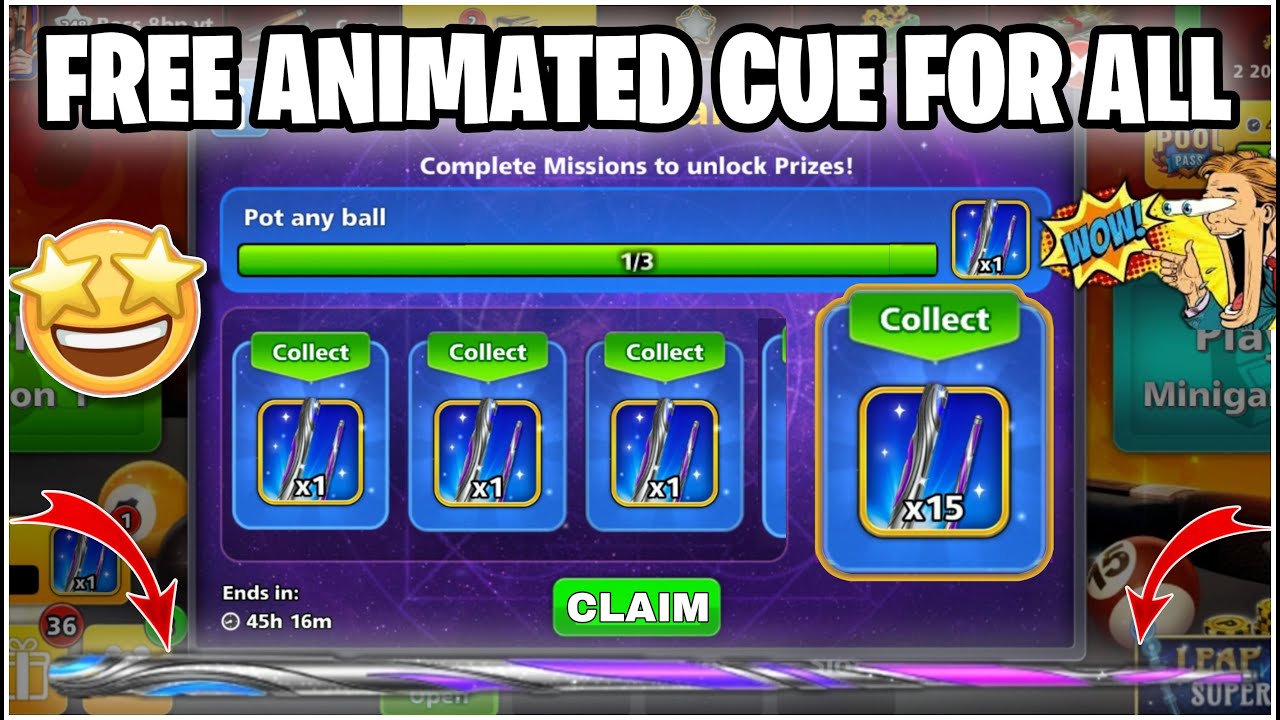 NEW FREE ANIMATED CUE MAX FOR ALL 🤯 | 8 BALL POOL NEW CUE MAX | 8 BALL ...