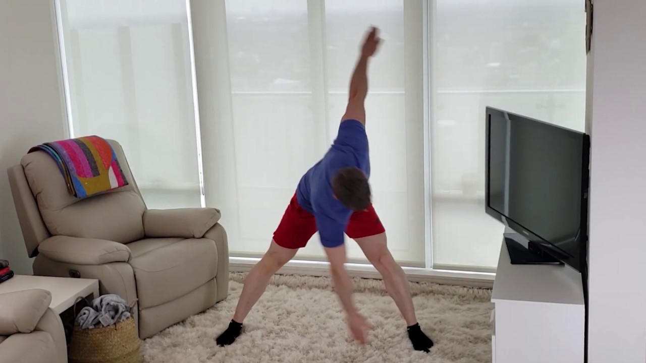 Standing Crossover Toe Touches - YouTube