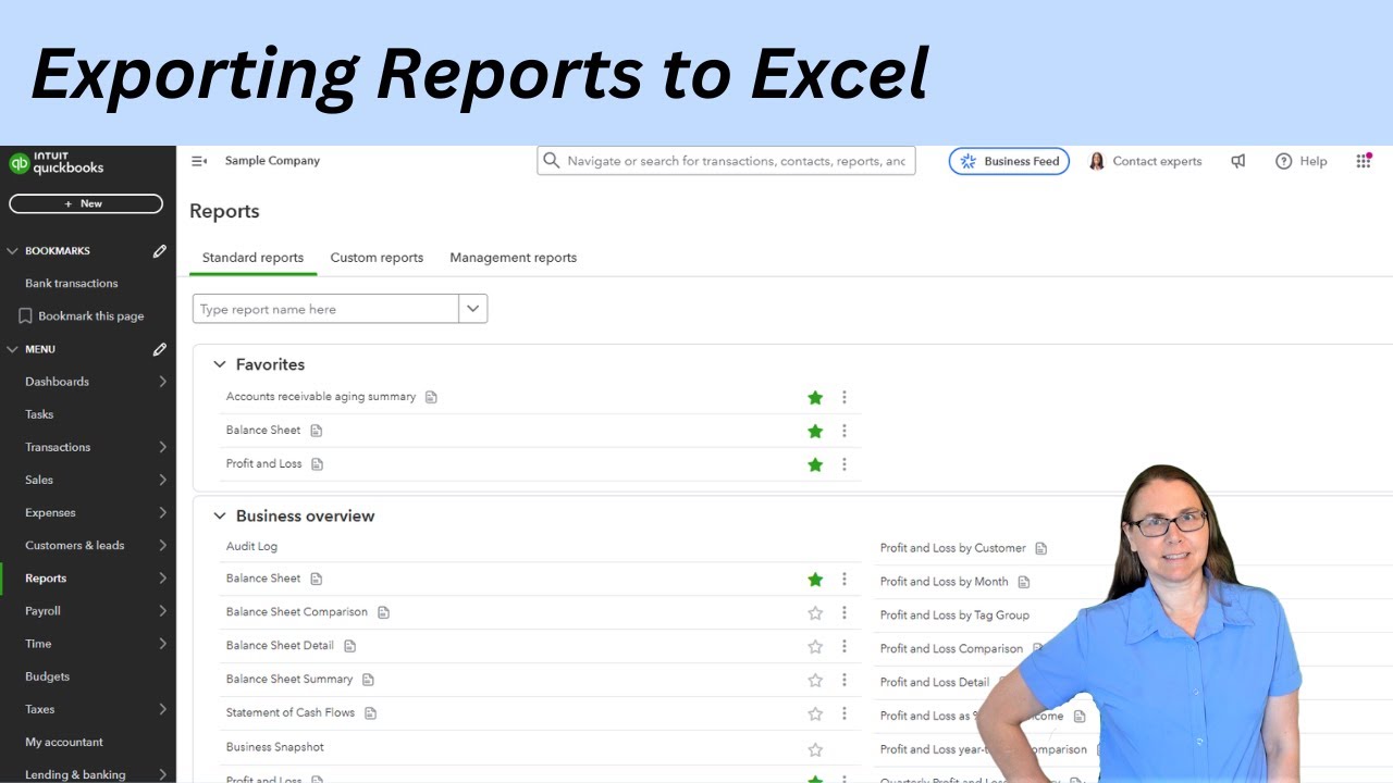 Exporting Reports to Excel from QuickBooks Online - YouTube