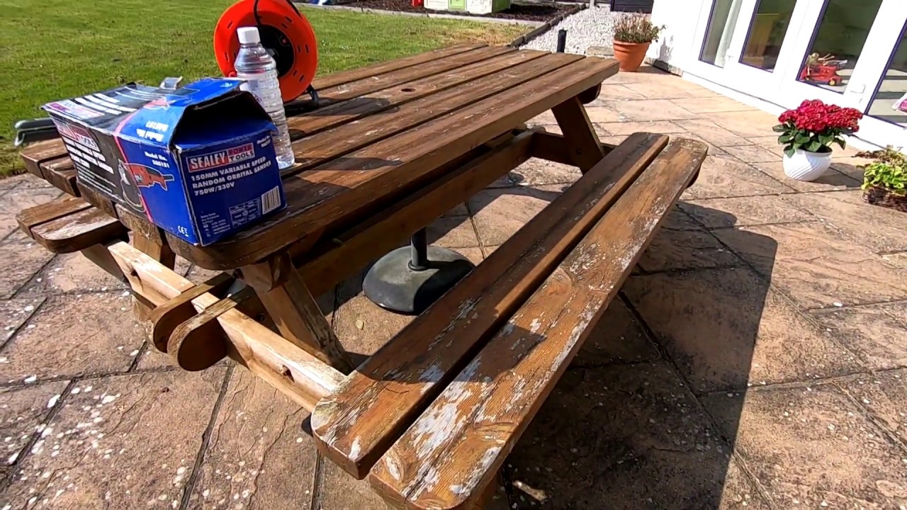 Restoring Battered Wooden Garden Table In Turbo Timelapse - YouTube
