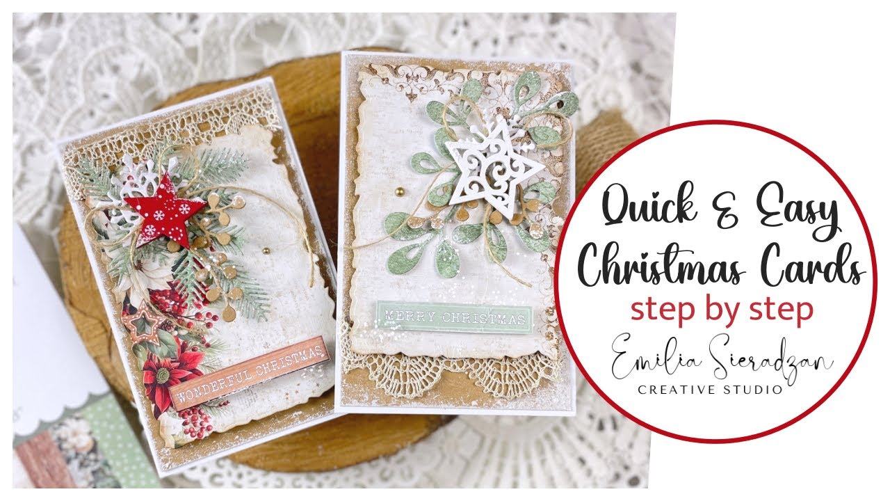 Quick & Easy Christmas Cards step by step #emiliasieradzan - YouTube