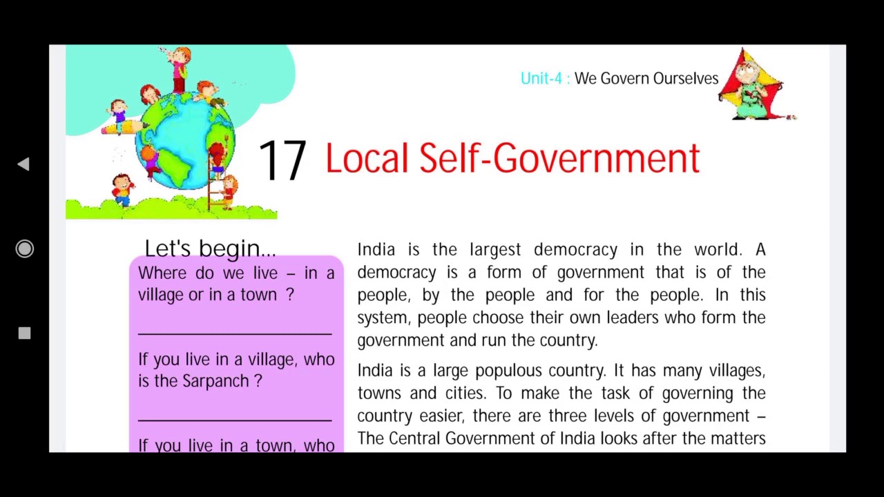 Class 4th SOCIAL STUDIES #Ch-17-Local Self-Government - YouTube