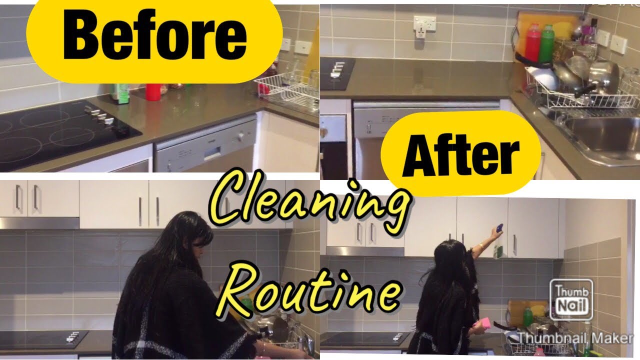Indian morning kitchen cleaning Routine |everyday cleaning under 20 ...