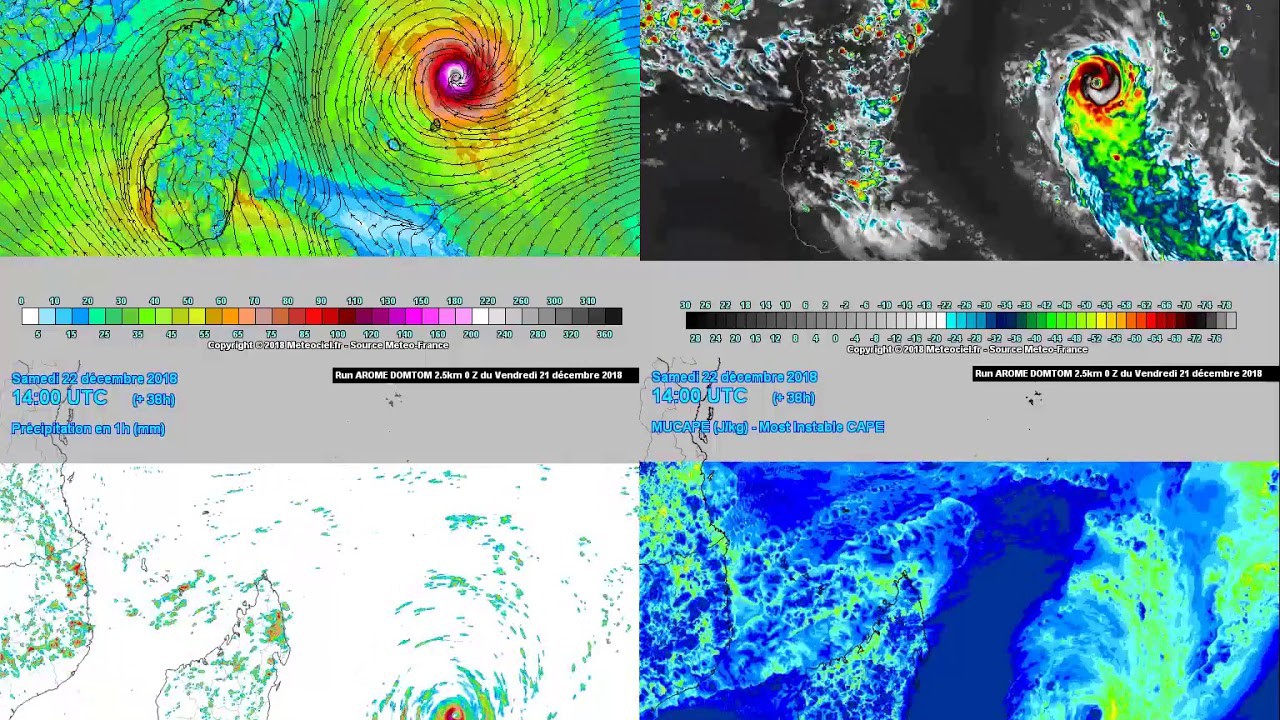 Cyclone Cilida près de la Réunion (AROME) - YouTube
