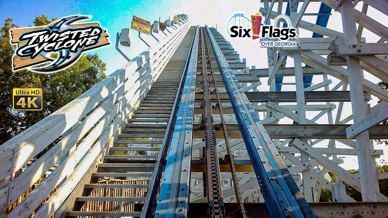 2023 Twisted Cyclone Roller Coaster On Ride Front Seat 4K POV Six Flags ...