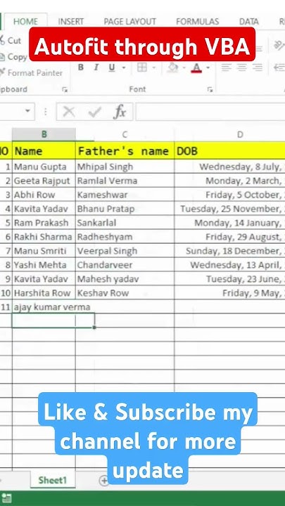 Autofit Column through VBA #excel #vba #autofit - YouTube