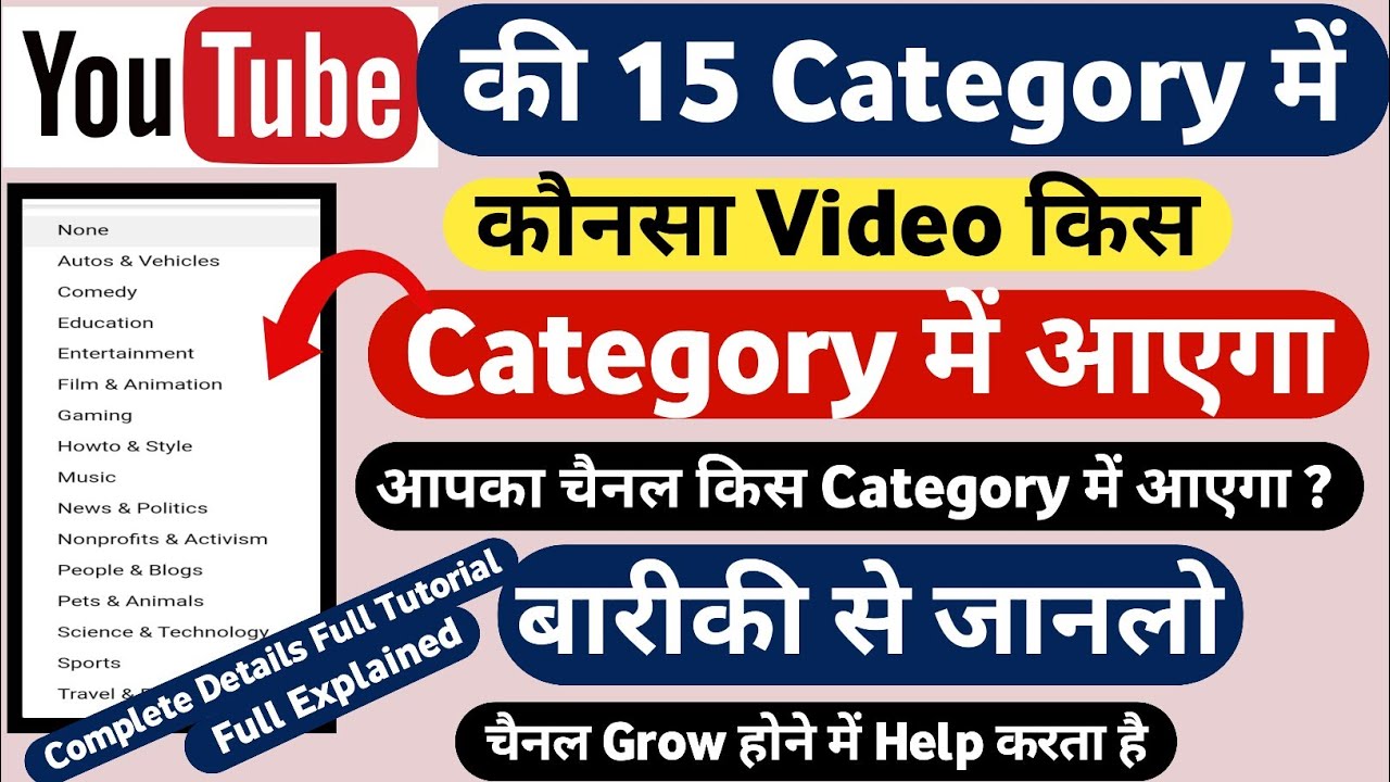 How to select youtube channel category | Youtube all category list ...