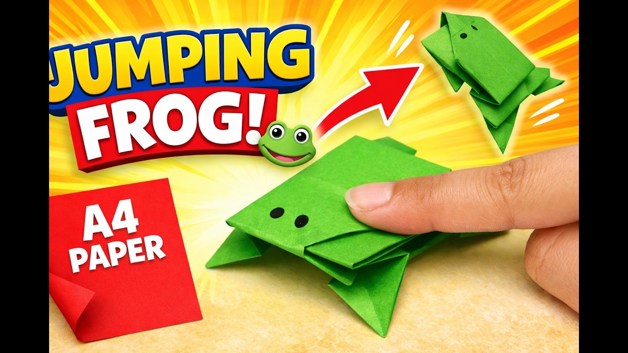 How to Make a Paper Frog 🐸 | Easy Origami Frog with A4 Paper | Jumping ...