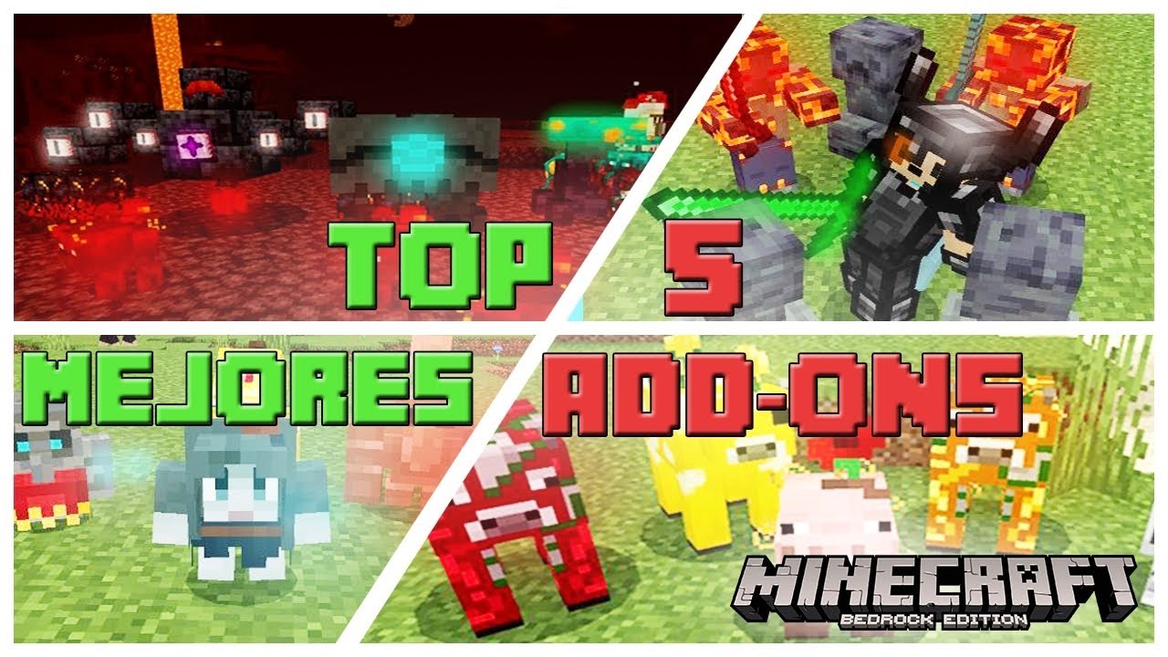 || ⛏️5 MEJORES ADDONS/MODS SURVIVAL PARA MINECRAFT BEDROCK 1.19⛏️ ...