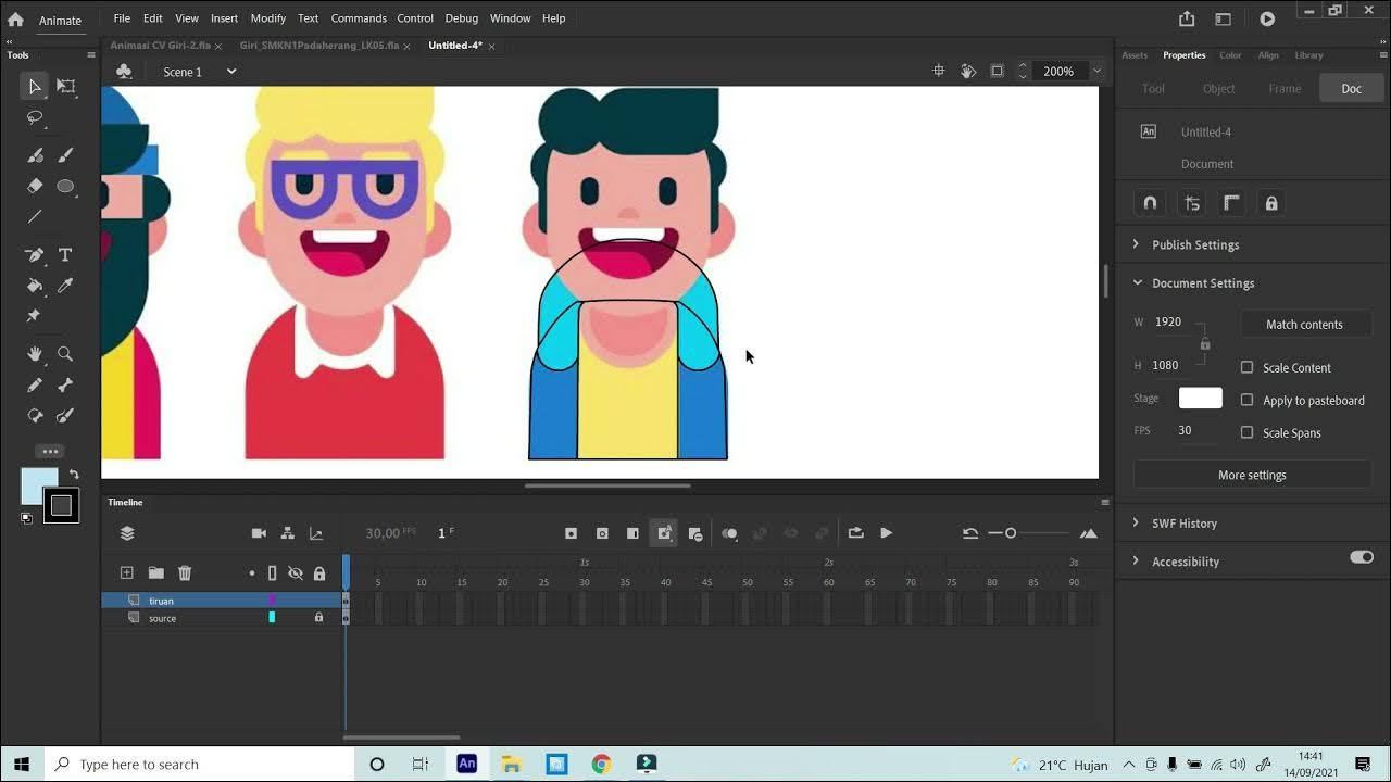 Adobe Animate Tracing Gambar Karakter - YouTube