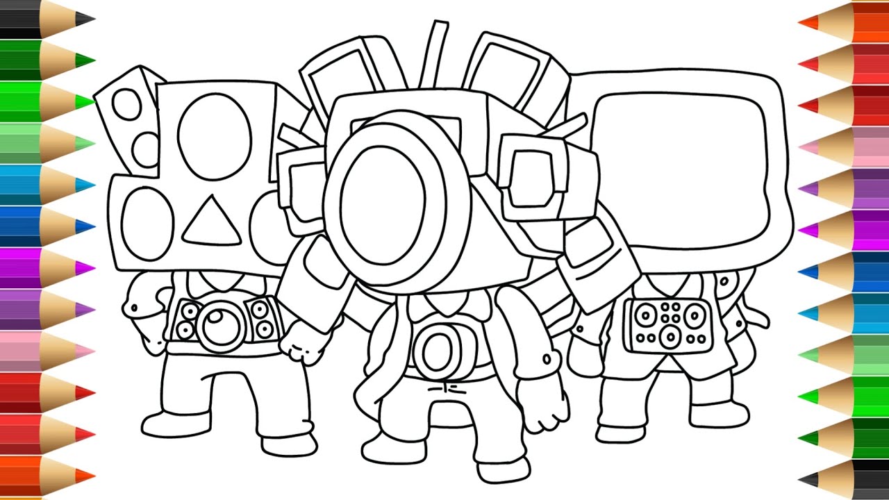 Skibidi toilet - Cartoon Speaker man, camera man and TVMAN colouring # ...