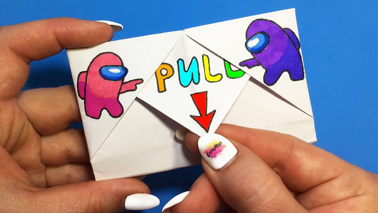Pull Tab Origami With AMONG US Envelope Card | Letter Folding Origami ...