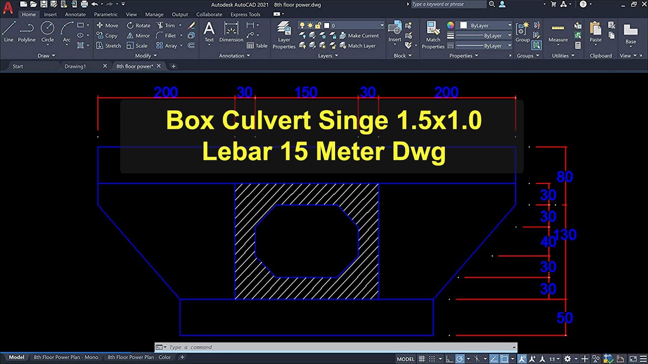 Box Culvert Singe 1,5x1 Lebar 15 Meter Dwg - YouTube