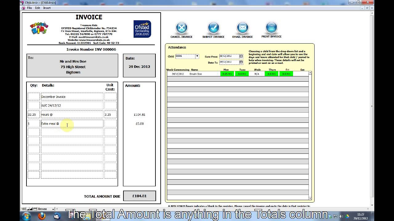 CMAdmin, The Childminders Database - Invoices Section - YouTube