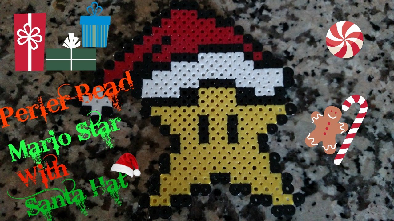 perler bead Super Mario Star With Hat!! (Tutorial) - YouTube