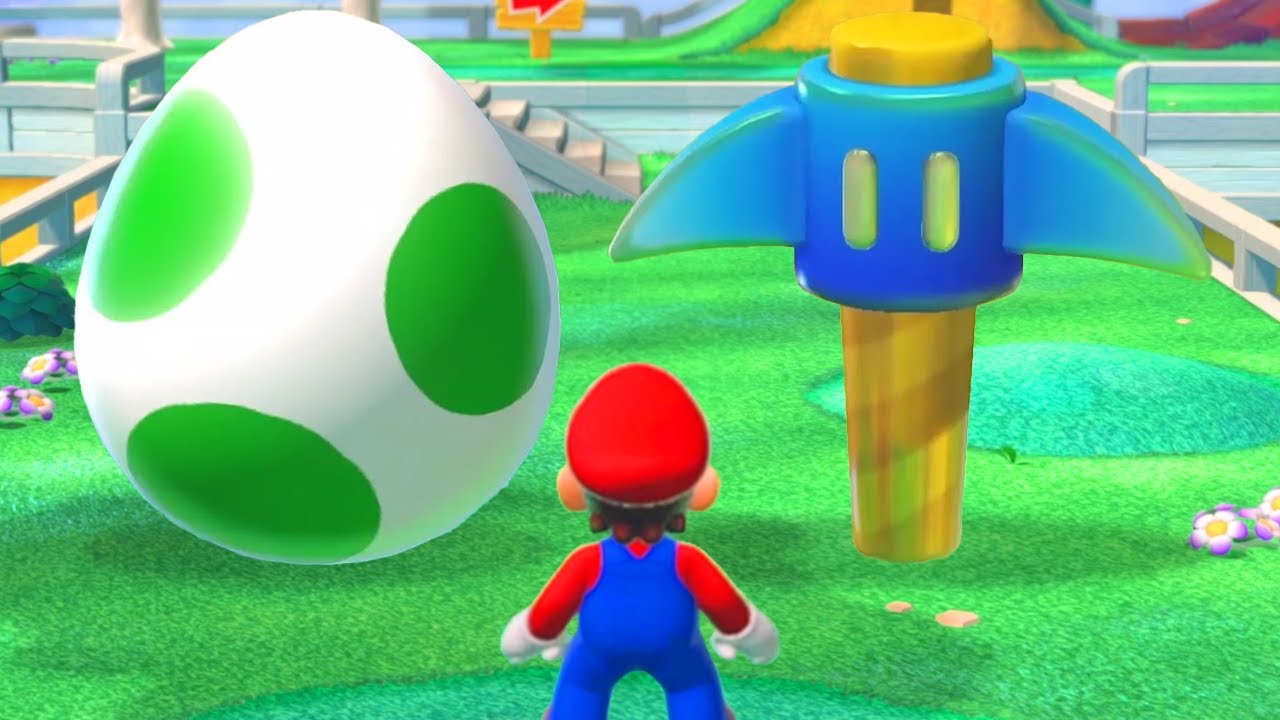 What happens when Mario collects the Super Pickaxe & Yoshi Egg in Super ...